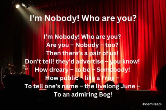 “I’m Nobody! Who are you?” by Emily Dickinson - PoemRead