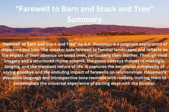 Farewell to Barn and Stack and Tree: An Analysis - PoemRead