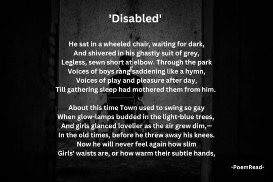 ‘Disabled’ by Wilfred Owen: A complete Analysis - PoemRead