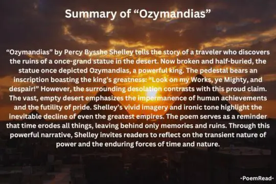 Exploring P.B. Shelley’s Ozymandias: A Detailed Analysis
