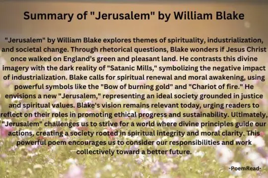 Jerusalem by William Blake: A Complete Analysis - PoemRead